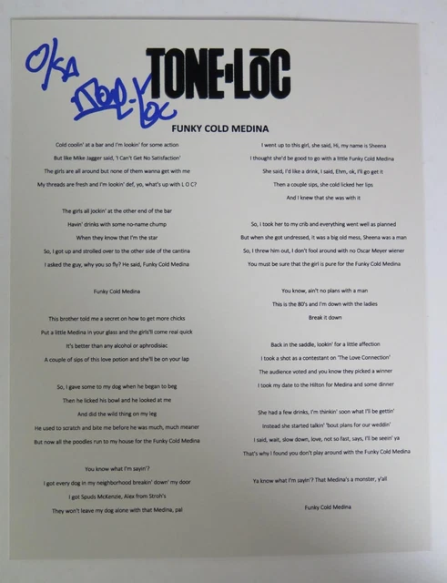 TON LOC TONE-LOC Signé Autographe " Funky Froid Médina " Lyrique ...