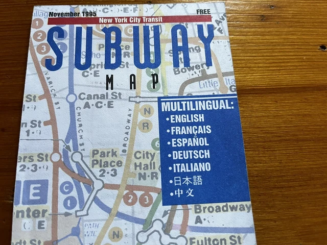 VINTAGE MTA NEW York City Transit Subway Map - November 1995 ...
