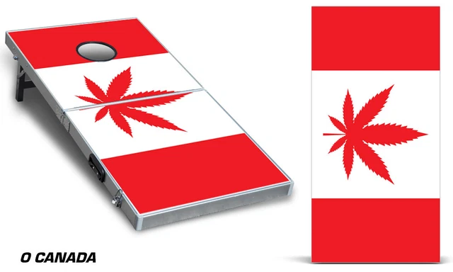 CORNHOLE BEAN TOSS Game Corn Hole Vinyl Wrap Decal Canada Canadian Flag ...