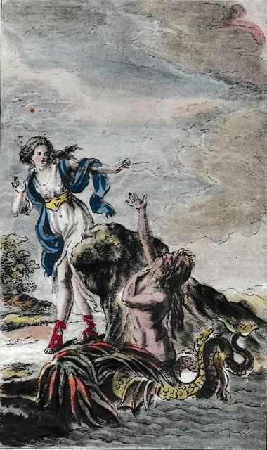 18TH CENTURY ENGRAVING Claucos Glaucus Glaukos (sea god) Glaûkos ...