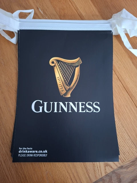 3X GUINNESS 12 Flag Bunting New pub bar mancave double sided thick £16. ...