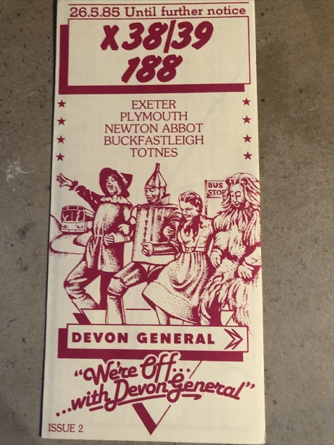 DEVON GENERAL BUS Service X38/39/188 Leaflet Exeter/Plymouth/Newtn Abb ...