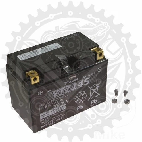 YUASA BATTERY YTZ14S 1pc Maintenance free 12v Fits Honda XL 700 V 2008 ...
