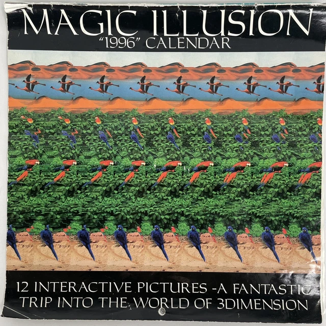 MAGIC ILLUSION 1996 Calendar Vintage 90s Interactive 3D Pictures Worn ...
