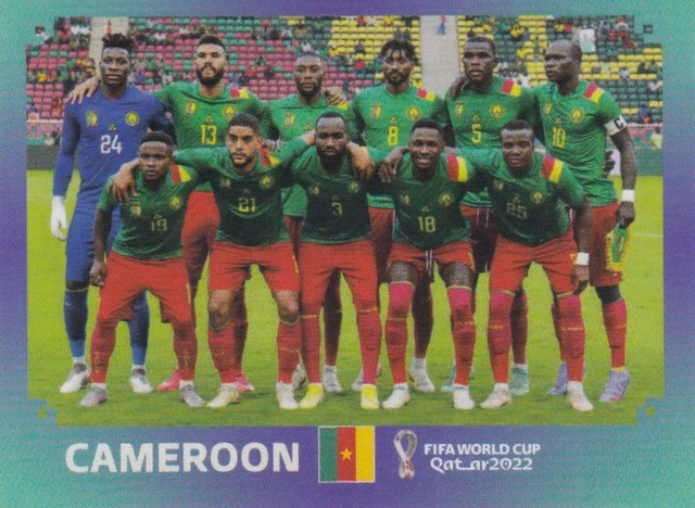PANINI STICKER FUSSBALL WM 2022 CMR 1: Cameroon Team / Mannschaft Bild ...