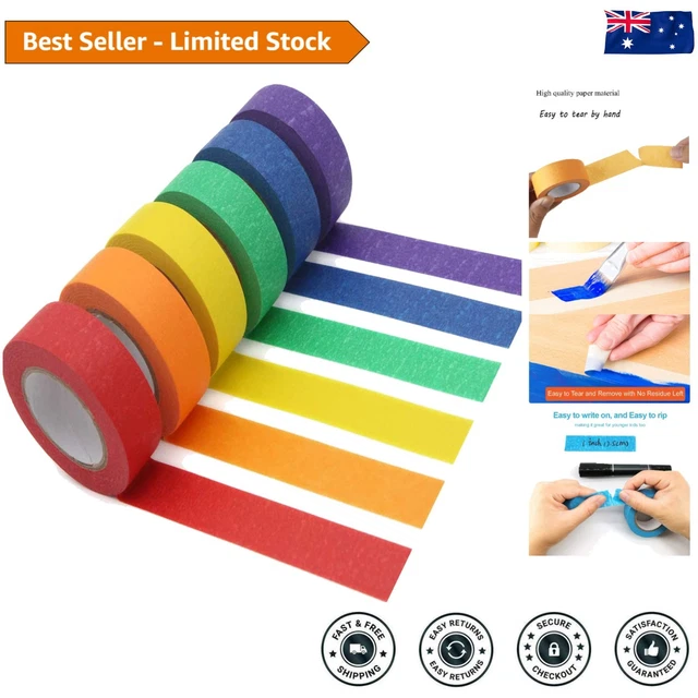VIBRANT NON-TOXIC MASKING Tape: 6 Colors, 1 Inch x 13 Yards for Kids ...