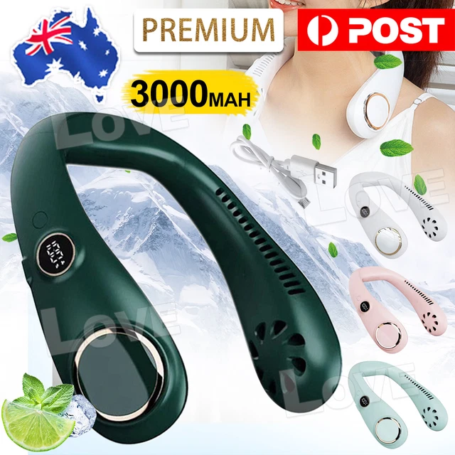 NEW NECK FAN Bladeless Hanging Air Cooler USB Rechargeable Portable ...