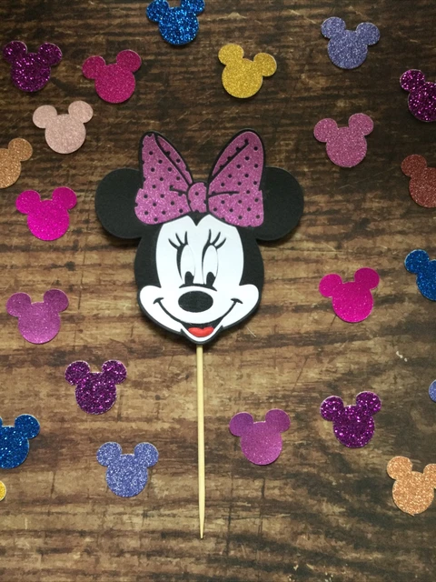 MINNIE MOUSE PINK Glitter Cake Topper Disney Party Birthday toppers £4. ...
