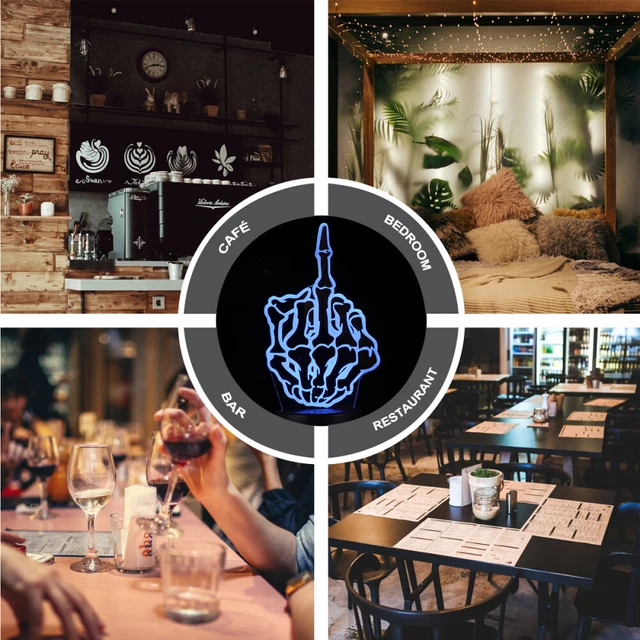 3D VISUAL ILLUSION LED Vertical Middle Finger Lamp Night Light Colorful ...