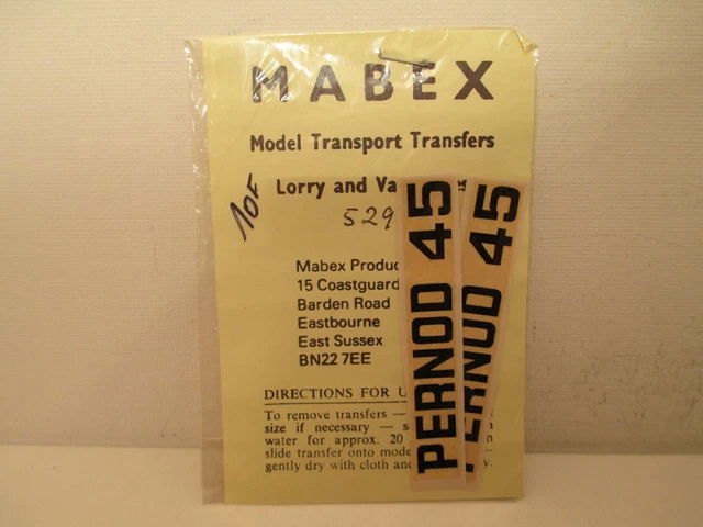 RARE MABEX 529 Pernod 45 Original Decals Decalques Originaux Ho O L@@K ...