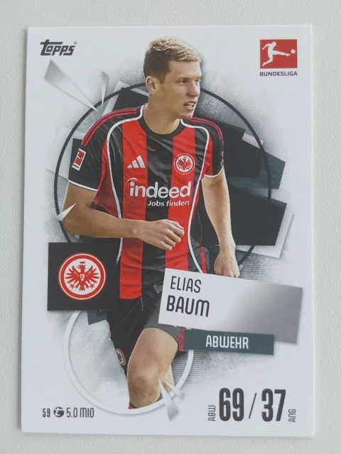TOPPS MATCH ATTAX Bundesliga 2025-26 Elias Baum Nr. 59 Eintracht ...