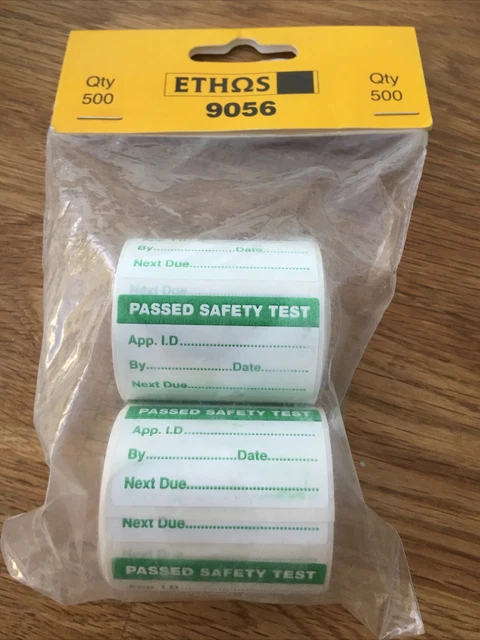 ETHOS PASSED SAFETY Test Labels for PAT testing Pack Of 2 rolls (qty ...