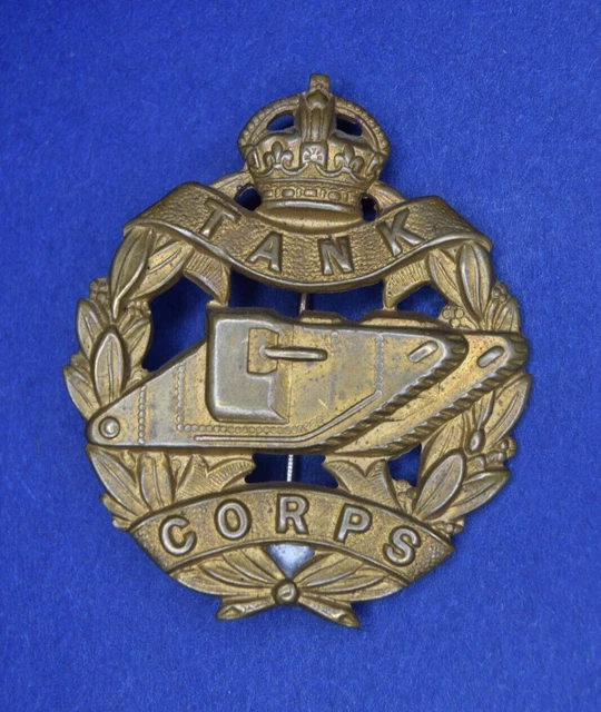 RARE WWI HAT/CAP Badge - British Royal Tank Corps Brass - Pin Back ...