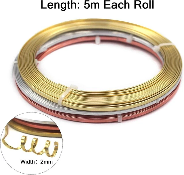 3 ROLLS FLAT Craft Wire Jewelry Wire Flexible Aluminium Wire Tarnish ...