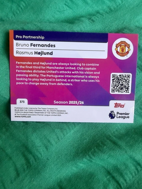 TOPPS PRO PARTNERSHIP 2025/26 .Bruno Fernandes & Rasmus Hojland Trading ...