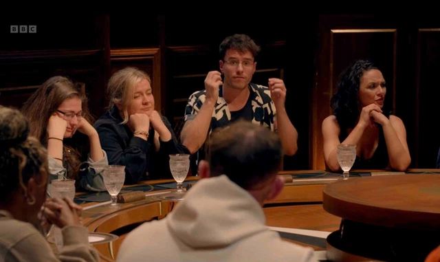 THE TRAITORS PROP glass goblet, round table embossed clear wine glass ...