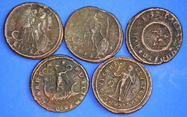 ROMAN BRONZE FOLLIS coins including Constantine I & II AD 317-337 ...