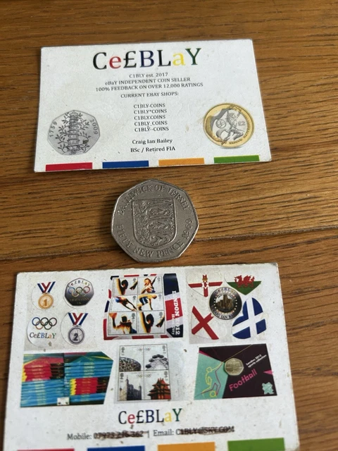 OLD STYLE BAILIWICK OF JERSEY SHIELD 1969 CIRCULATED 50p COIN £2.00 ...