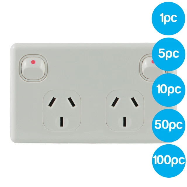 DOUBLE POWER POINT 10A White GPO Socket Outlet AS/NZS Approved EUR 2,23 ...