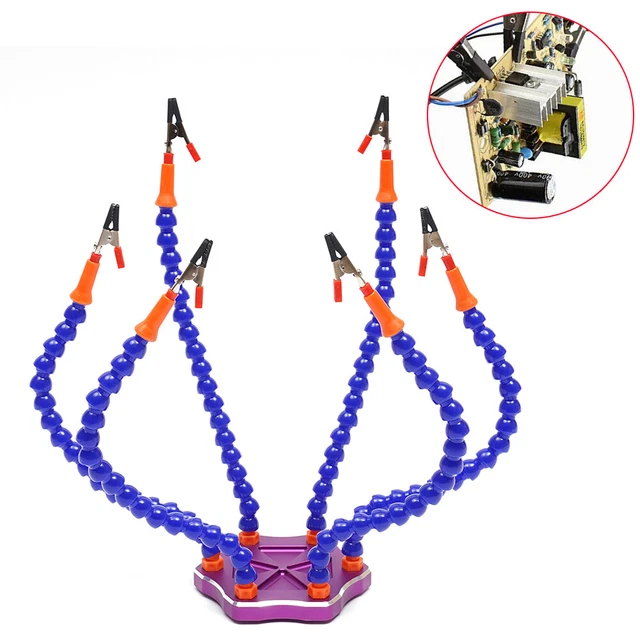 6-ARM FLEXIBLE HELPING Hand Holder Platform Soldering Aid Clamp Welding ...