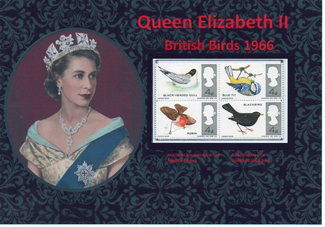 GB QEII NICE Display Of Queen Elizabeth Ii British Birds Block 1966 ...