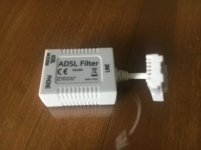 MICRO FILTER RJ11 Modem Telephone Broadband ADSL Microfilter Splitter £ ...