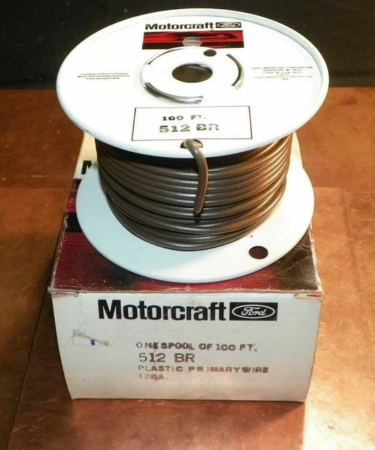 NOS OEM FORD Motorcraft 12 Gauge Primary Brown 100 Foot Spool of Wire p ...