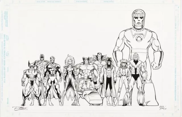 90S X-MEN RELATIVE Size Chart Original Art by Ron Lim Wolverine Magneto ...