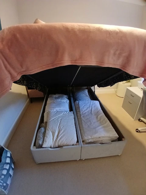 DOUBLE OTTOMAN STORAGE bed with memory foam mattress £103.66 - PicClick UK