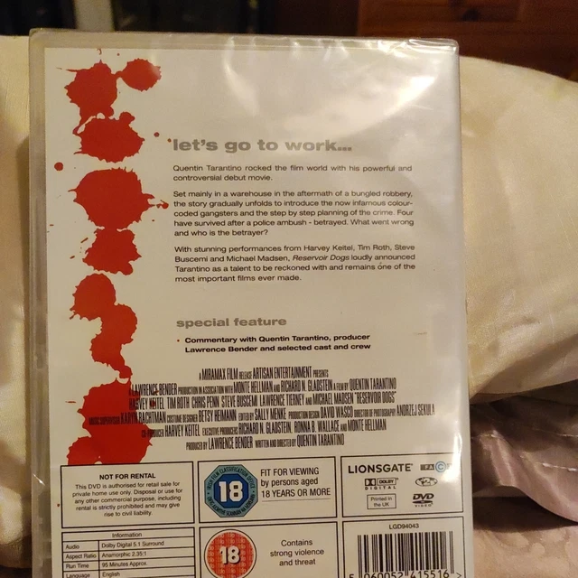 RESERVOIR DOGS DVD Tim Roth Harvey Keitel Steve Buscemi Tarantino NEW ...