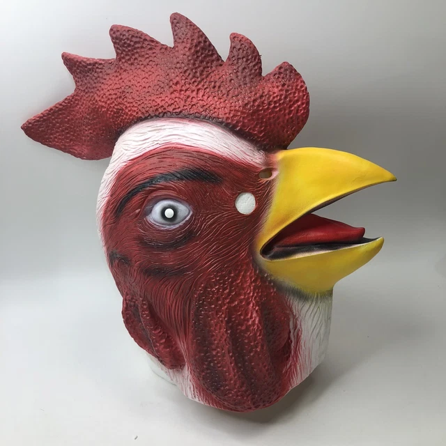 CHICKEN LATEX MASK Adult Full Head Farm Prop Backyard Rooster Rubber ...