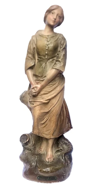 SCULPTURE STATUE PAR F.Foucher Signée Jeanne D’arc Vers 1900 48cmPlâtre ...
