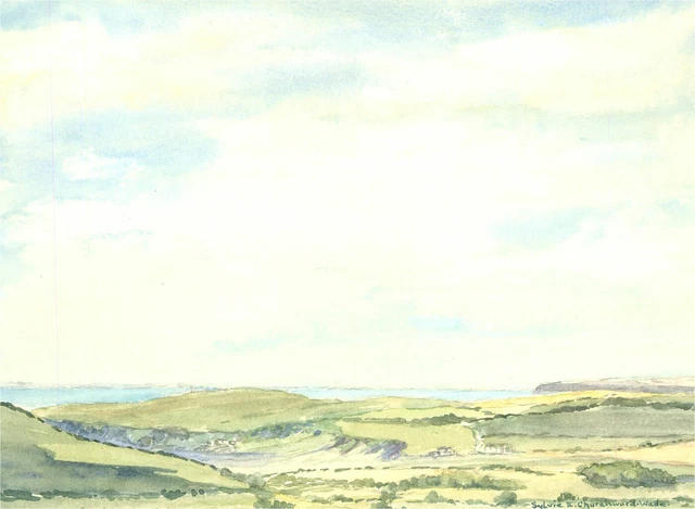 SYLVIA E. CHURCHWARD-WADE - aquarelle contemporaine, mer lointaine EUR ...