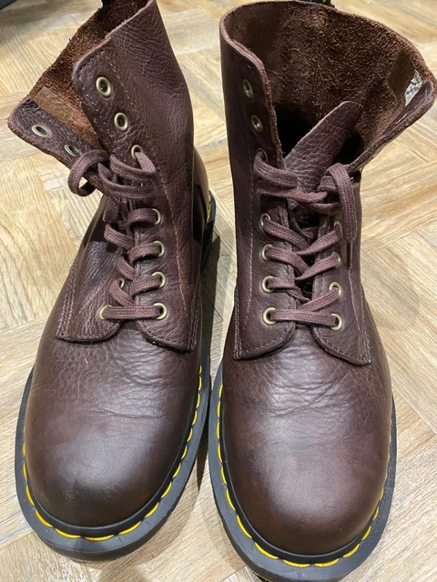 MENS DOC MARTIN Brown Soft Leather 8 Eyelet Lace Up Boots, Size 10, New ...