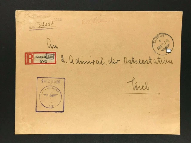 POSTA RACCOMANDATA 592 posta raccomandata numero 230 - 13.3.1943 a Kiel ...