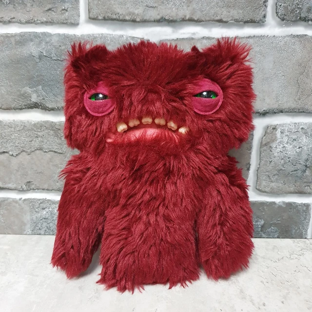 FUGGLER WIDE EYED Weirdo Burgundy Fluffy Funny Ugly Monster Soft Toy ...
