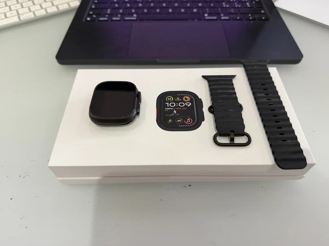 APPLE WATCH ULTRA 2 Tit. Black 49mm A2986 Black Silicon Ocean Band ...