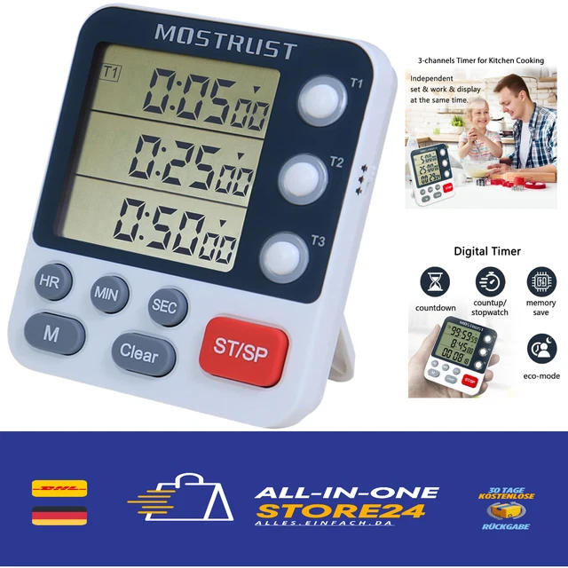 DIGITALER DUAL-KÜCHEN-TIMER & Timer, Ständer, Batterie EUR 33,99 - PicClick DE