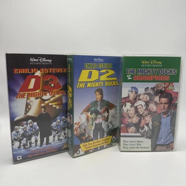 THE MIGHTY DUCKS Movie Lot D1 D2 D3 VHS Video Tapes Walt Disney Emilio ...