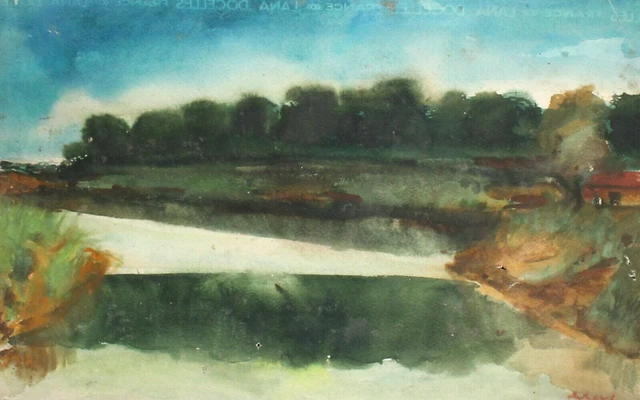 TABLEAU ANCIEN AQUARELLE paysage expressionniste signé EUR 63,28 - PicClick FR