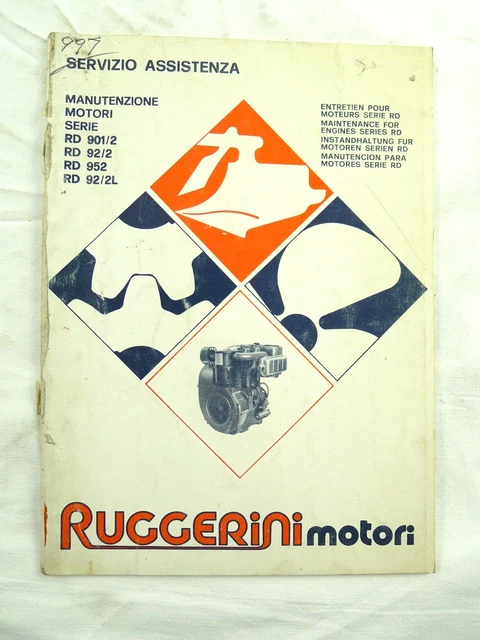 MANUALE USO VECCHIO Motore Ruggerini Serie Rd 901 Rd 92 Rd 952 EUR 69 ...