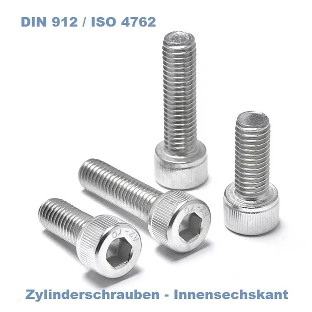 ZYLINDERSCHRAUBEN DIN 912 ISO 4762 M3 M4 M5 M6 M8 Edelstahl A2 VA Innensechskant EUR 3,67 ...