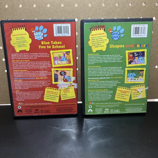 LOT OF 2 Blue's Clues Dvds - Blue Takes You to School & Shapes & Colors ...