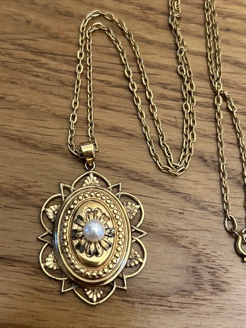 VINTAGE SHARMAINE PARIS G 10 gold-plated Pendant Necklace With Pearl ...