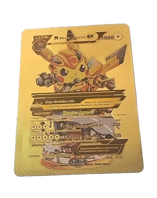 CARTE POKÉMON MEGA Mecha Pikachu EX feuille d'or fan art HP1900 Thunder ...