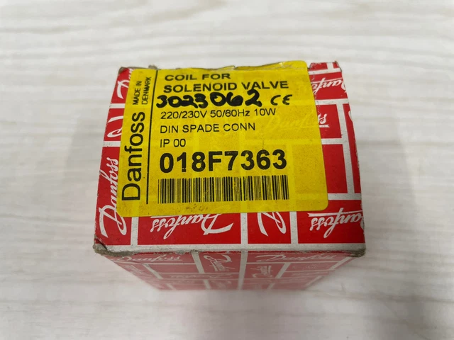 DANFOSS 018F7363 SOLENOID Coil 220/230V 50/60 Hz 10W, DIN SPADE CONN ...