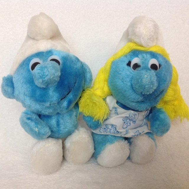 PELUCHE VINTAGE SMURF 1983 SMURFETTE & garçon SMURF 6 POUCES lot de 2 ...