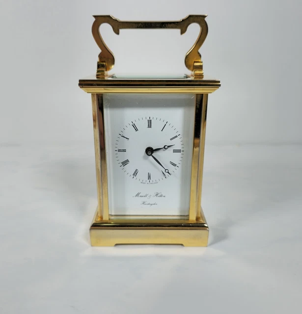 VINTAGE MORRELL & HILTON Small Brass Carriage Clock 7 Jewels Key Wound ...