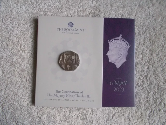 UK / GB: King Charles III Coronation "6 MAY 2023" new uncirculated 50p ...