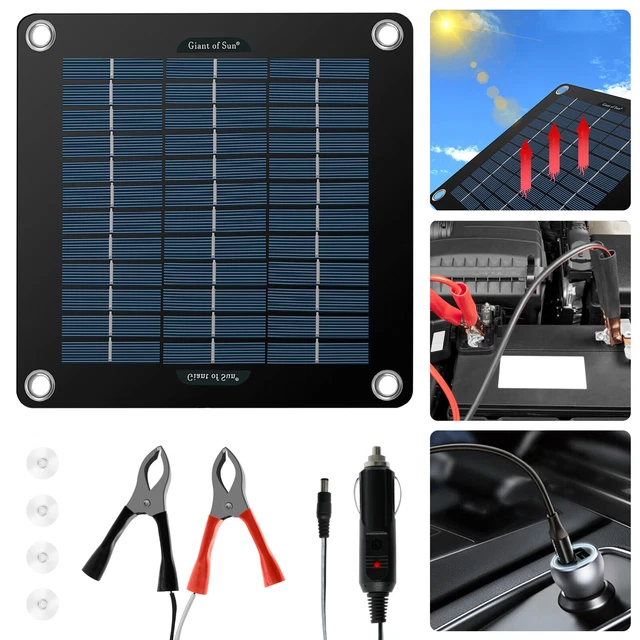 10W SOLAR PANEL Kit 12V Waterproof Solar Trickle Charger Portable Solar ...